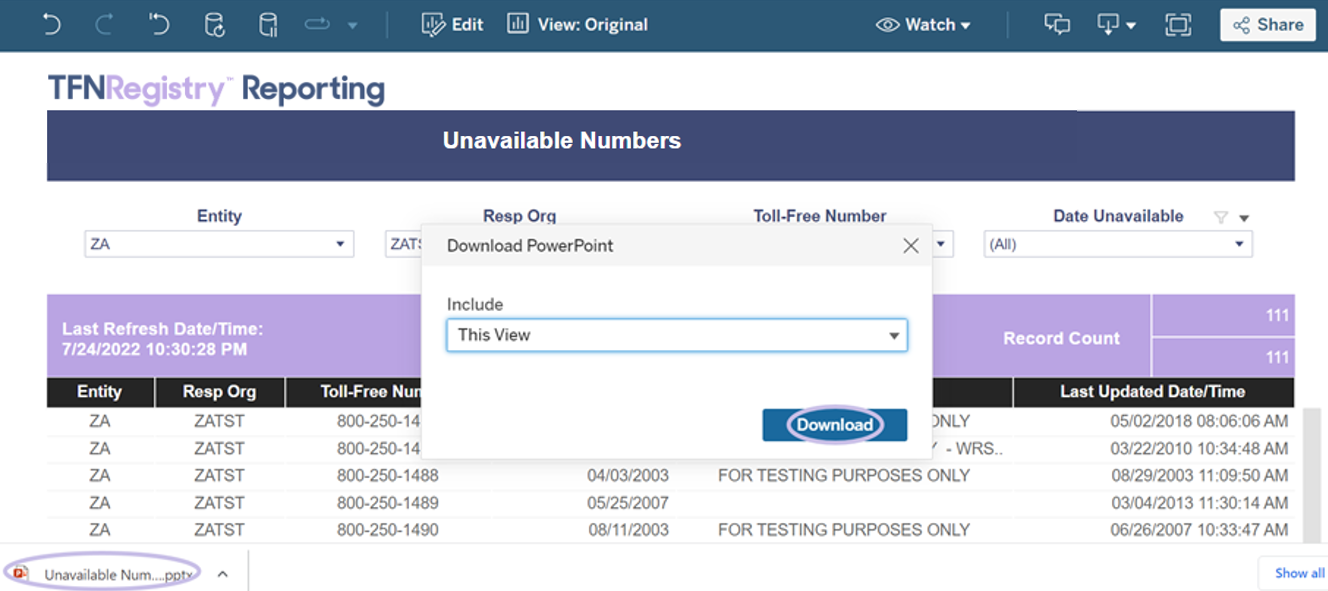 TFNRegistry Reporting: How do I Download in PDF Format? – Somos